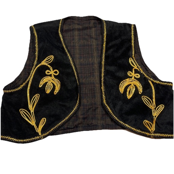 Handmade | Jackets & Coats | Genie Vest Black Velvet Gold Metallic ...